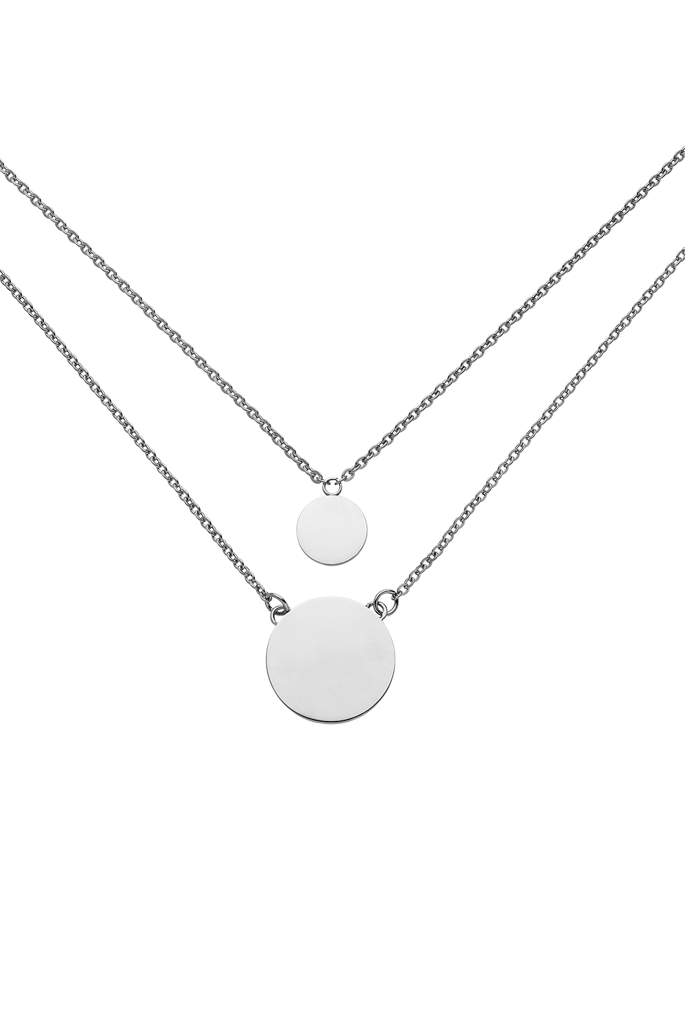 Double Coin Necklace Silver